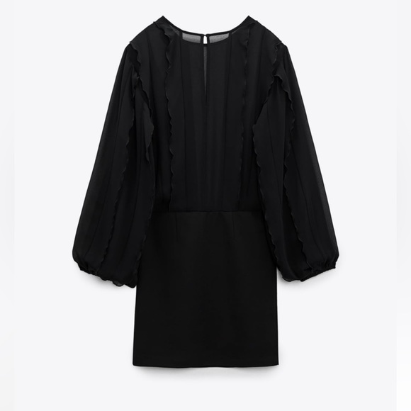 Zara | Dresses | Nwt Zara Woman Short Ruffled Dress Black Size S Small ...